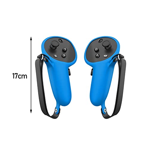 2Pcs Controller Protective Cover Anti Shock Soft Silicone with Adjustable Hand Strap Anti Slip Handle Protector Case for, Blue