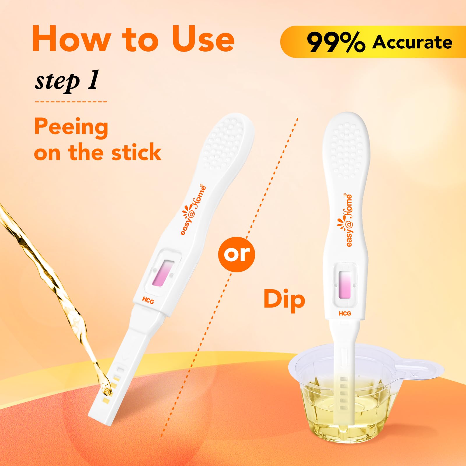 Easy@Home 3 Pregnancy Test Sticks - hCG Midstream Tests, Powered by Premom Ovulation Predictor iOS and Android App, Over 99% Accurate, High Sensitivity Result, 6 Days Before Missed Period