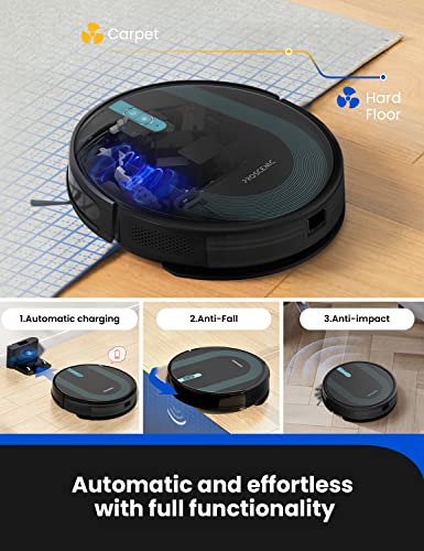 Proscenic 850T Robot Vacuum Cleaner, Wi-Fi Connected Robot Vacuum and Mop, Works with Alexa & Google Home, 3-in-1 Robotic Vacuum with 3000Pa Strong Suction on Carpets and Hard Floors, Boundary Strip