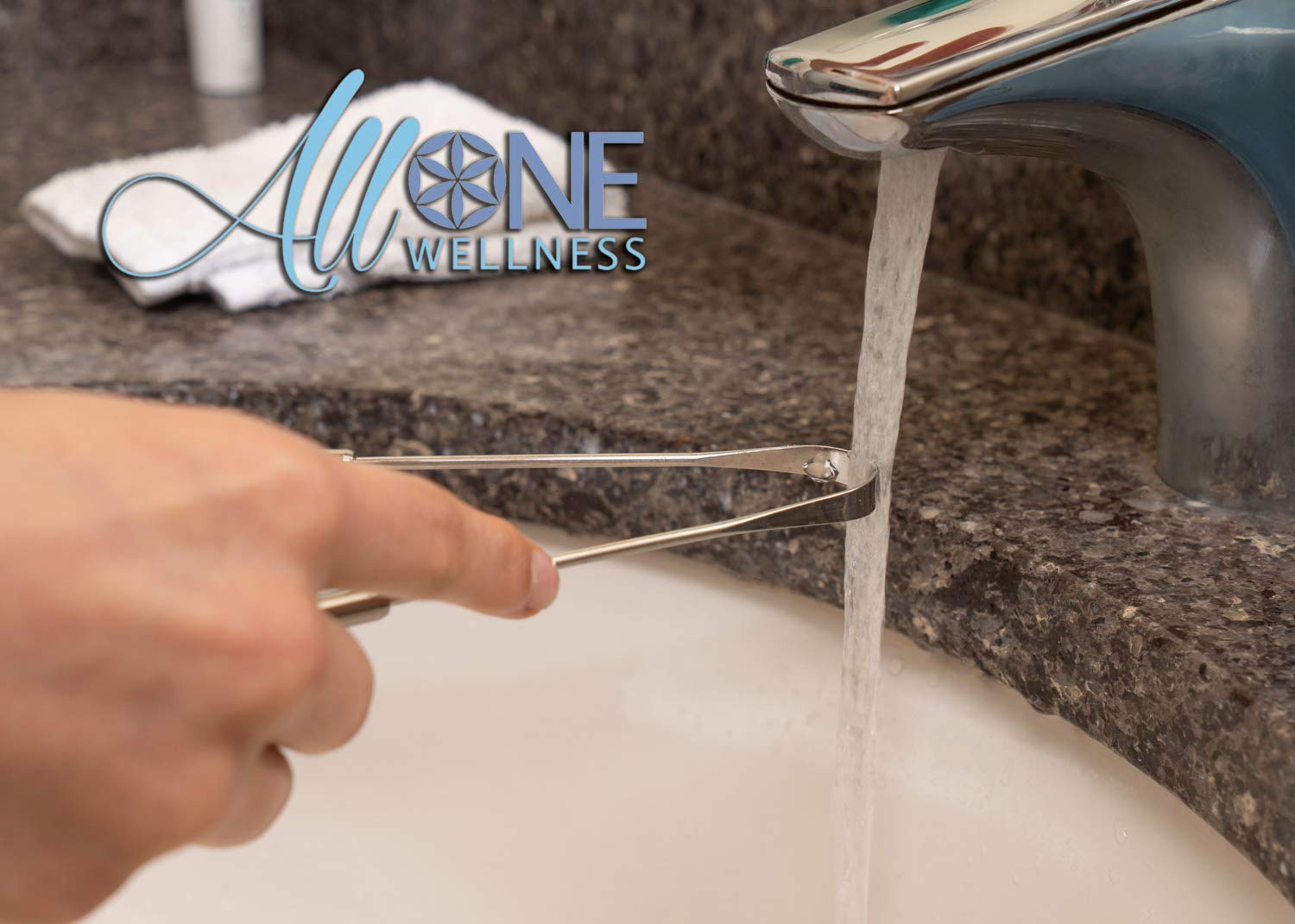 Tongue Cleaner By AllOne Wellness Stainless Steel Tongue Scraper/w Handle