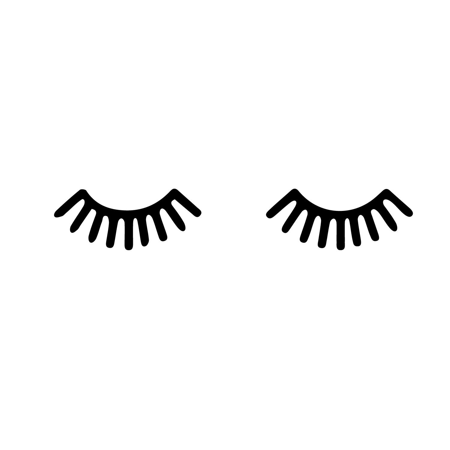 Small Children Baby Room Sleeping Eye Eyelash Vinyl Wall Art Decal - 3.7" x 7.8" Decoration Vinyl Sticker (Black)