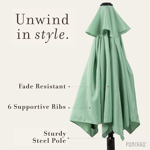 6 Ft Outdoor Patio Umbrella with Aluminum Pole, Easy Open/Close Crank and Push Button Tilt Adjustment - Sage Green Market Umbrellas
