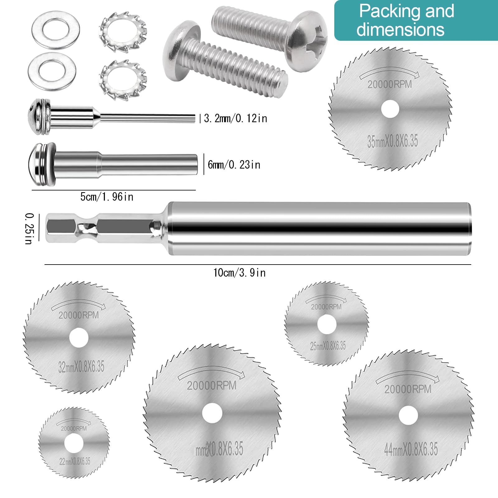 9PCS PVC Pipe Inside Cutter Set (6Pcs Rotary Drill Saw Blades with 1/4" Hex Shank & Round Shank) Plastic Plumbing Inside Cutter, HSS Saw Disc Wheel Cutting Blades for Drills Rotary Tools