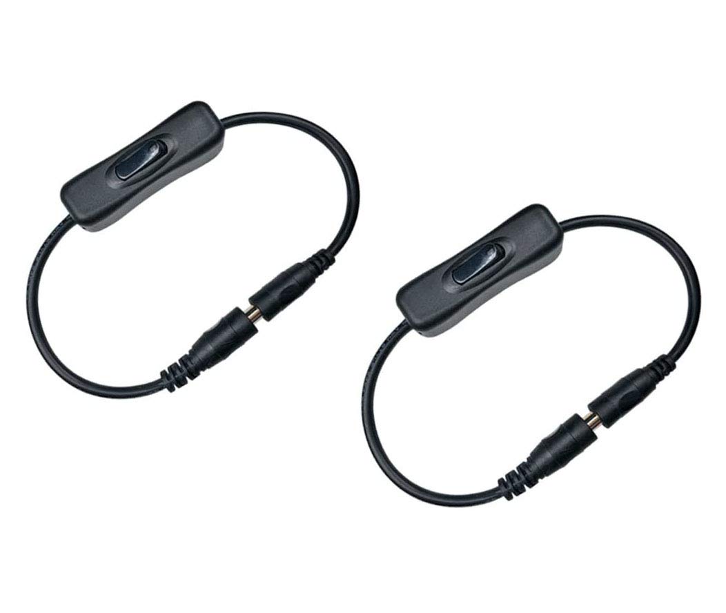 Qaoquda 2pcs DC 5.5mm x 2.1mm Male to Female DC Power Inline Cable with On Off Switch Jack Connector for Led Strip Light CCTV Camera, No Need Soldering (5.5X2.1mm)