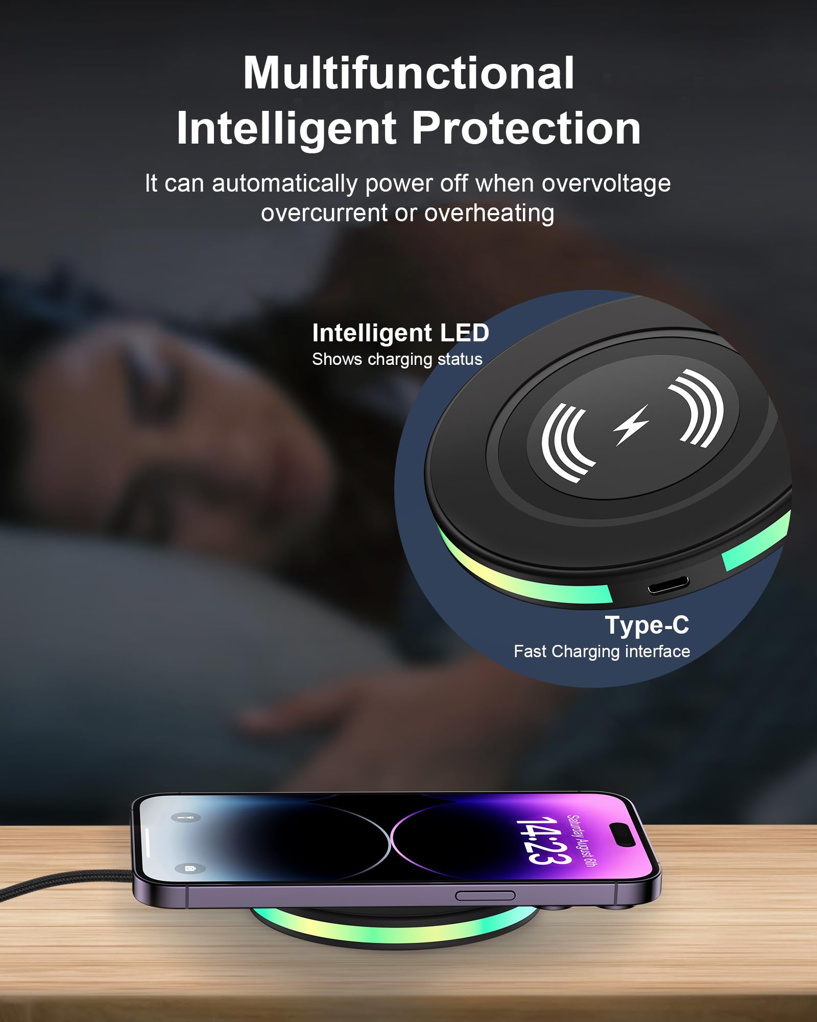 2Pack 15w Phone Wireless Charging Pad for Google Pixel 8 8 Pro 7 pro 7a 7 6 pro, QI Wireless Charger Station Cargador Inalambrico for Android Samsung Galaxy S24 S23 + S22 Ultra Apple iPhone 15 14 13
