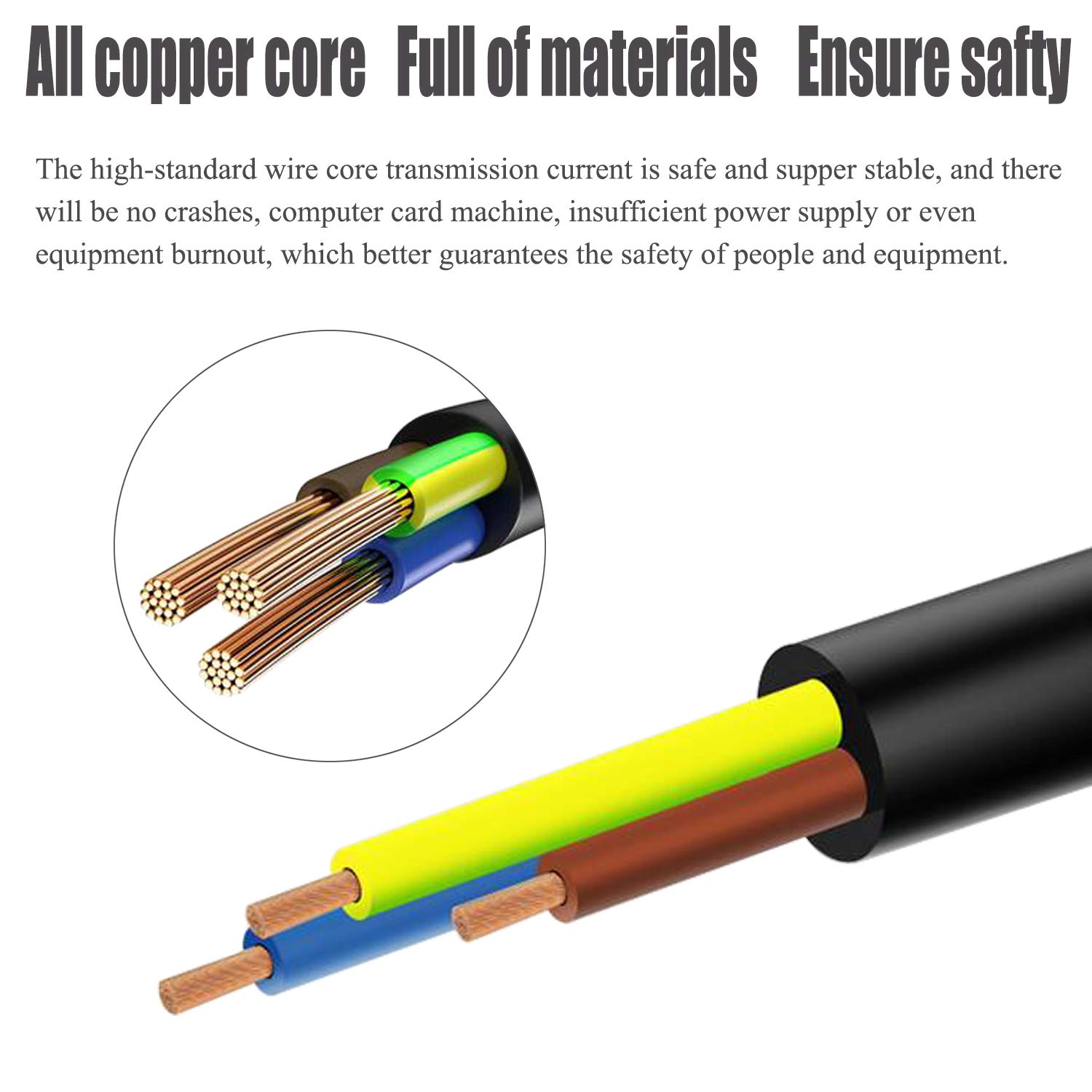 3 Prong Power Cord Replacement Power Cable for Computers, TVs, Monitors, LG LED LCD Smart 1080p HDTV,Samsung, Toshiba, Acer, Asus, Epson Printer AC Cable