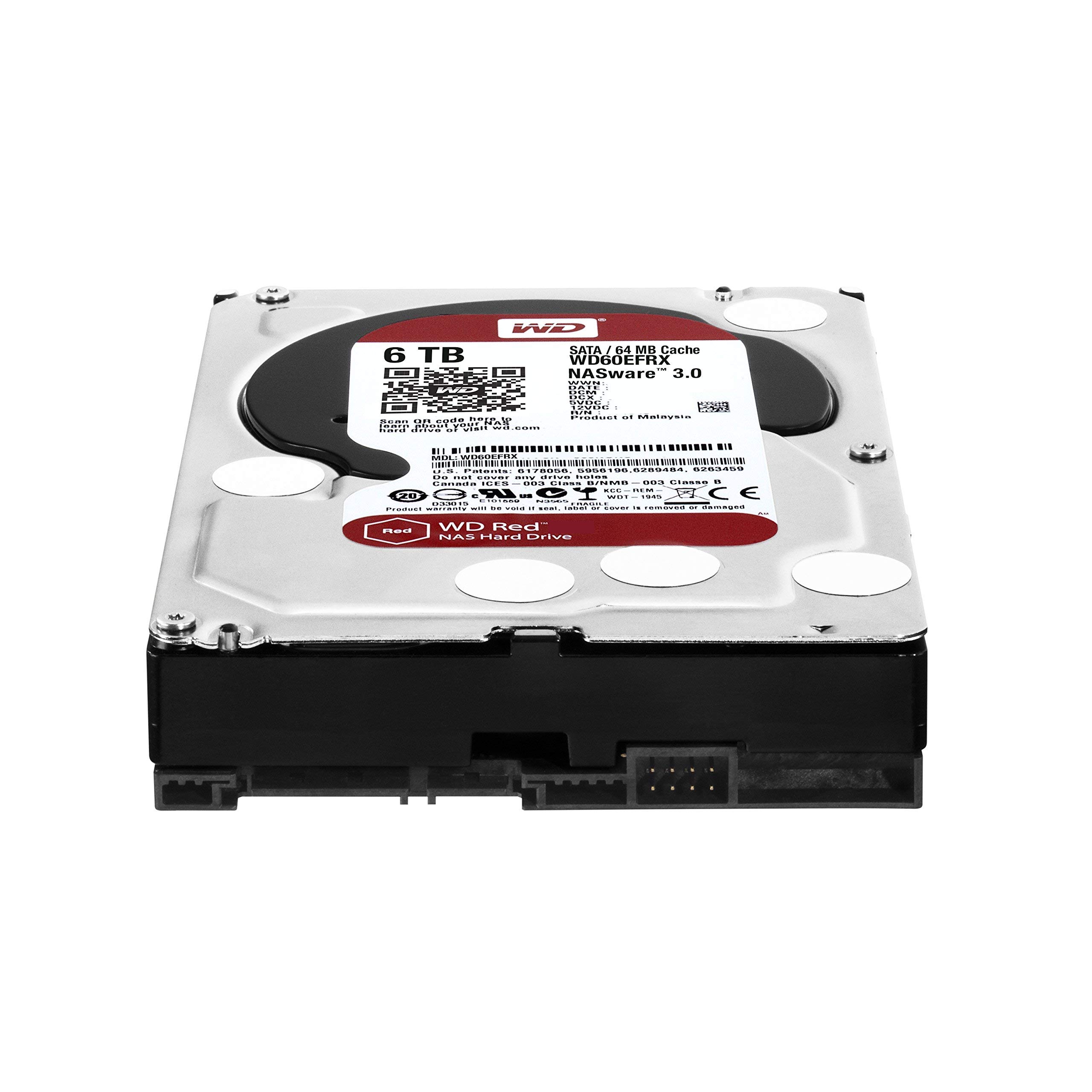 WD Red 6TB NAS Hard Drive - 5400 RPM Class, SATA 6 Gb/s, 64 MB Cache, 3.5in - WD60EFRX (Renewed)