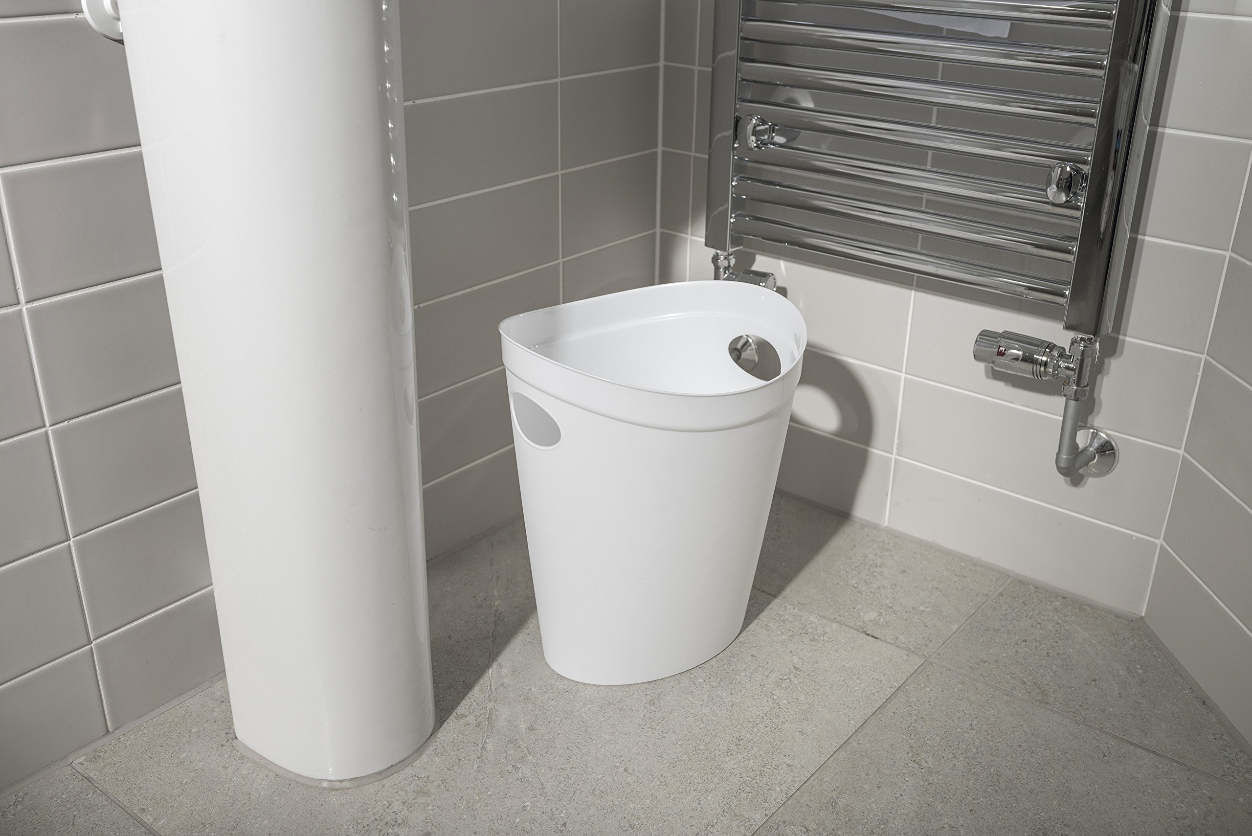 Addis 514806 Plastic Waste Paper Bathroom Bedroom Office Bin, 12 Litre, White