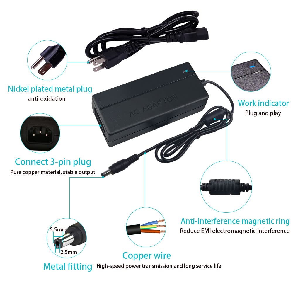 Snsnlent AC DC 48V 3A Power Supply Adapter 144W 48V Charger 48V 3A Switching Power Transformers Interface 5.5 x 2.5mm Suitable for POE Routers Switches Control Systems