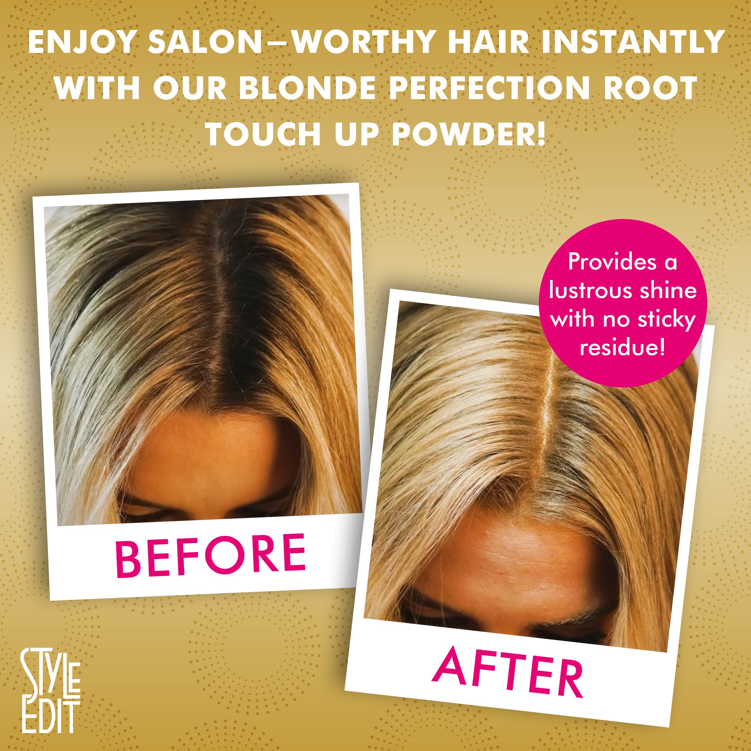 Root Touch Up Powder by Style Edit | Temporary Color for Dark Blonde Hair with Highlights, Grays, Thinning Areas, and Hairline | Mineral-Infused Concealer | 0.14 oz.