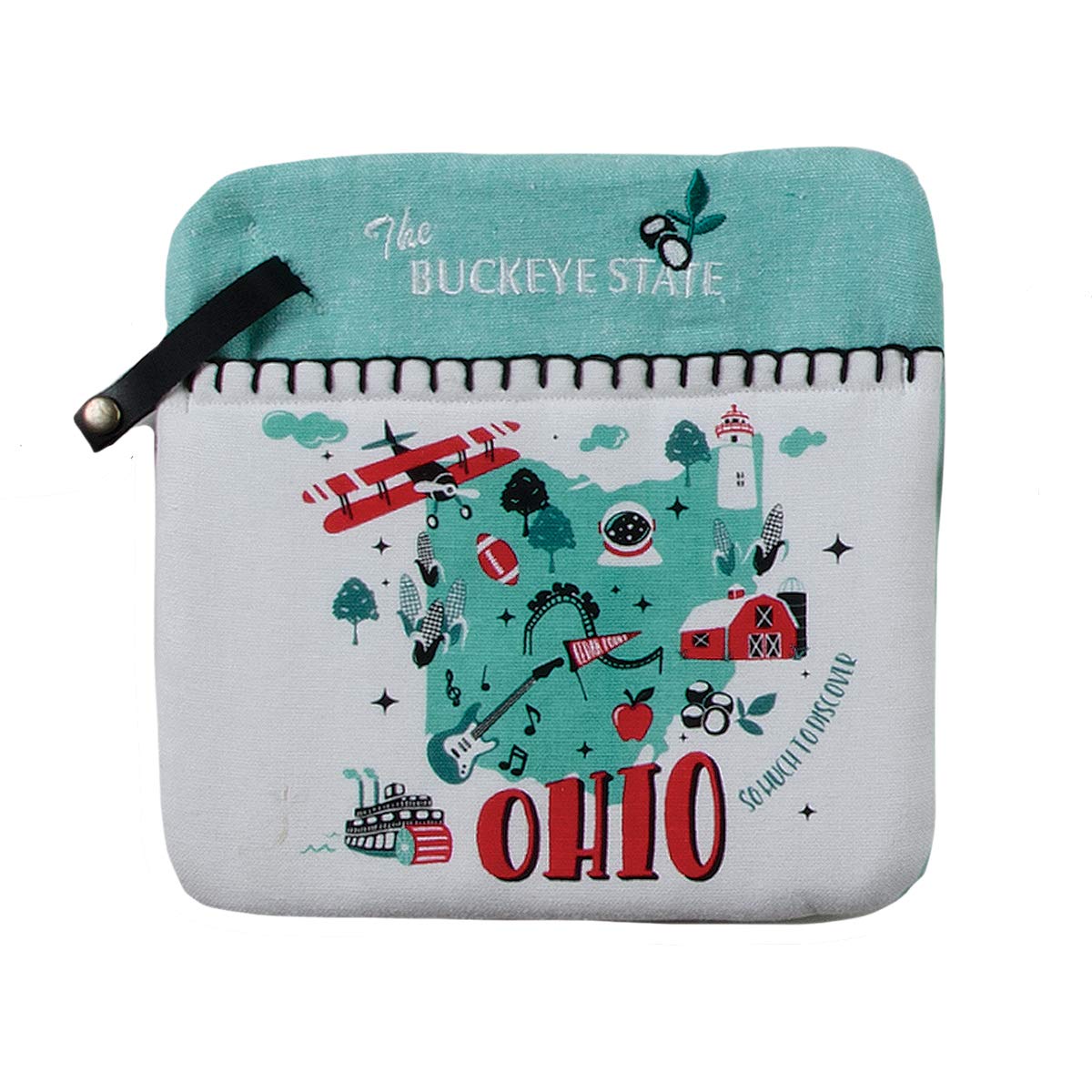 3 Piece State Of Ohio Retro Road Trip Decorative Kitchen Bundle, 2 Dish Towels and Pocket Mitt