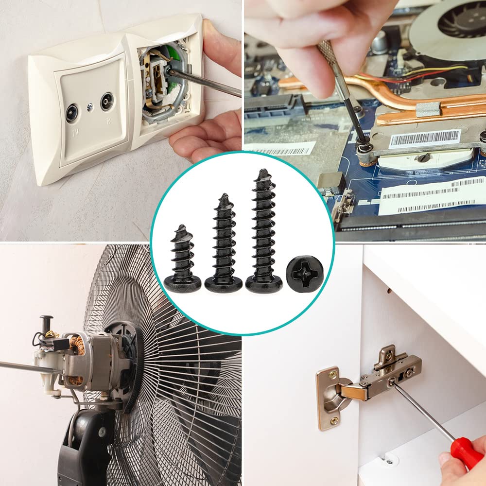 450Pcs M3 Flat Head Wood Screws Assortment Fasteners Kit, Self Tapping Screws Assortment Set, Countersunk Head Self-Tapping Screws,Carbon Steel