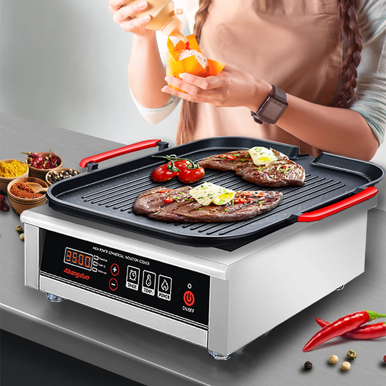 Abangdun Mini Induction Cooktop, Small Burner 700W/120V Mini Hot Plate Electric Stove Cookter for Traveling Camping small kitchen spaces Small Induction Cooktop for Coffee,Tea & Milk