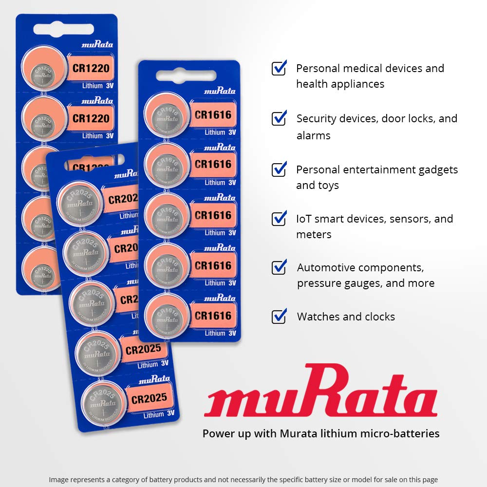 Murata CR2450 Battery DL2450 ECR2450 3V Lithium Coin Cell (25 Batteries)