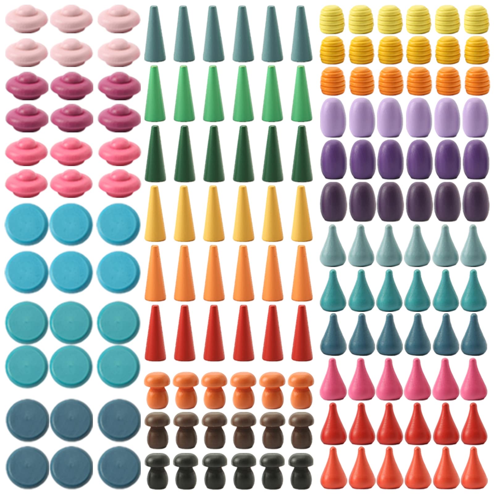 Promise Babe 162 PCS Wooden Loose Parts Toy Rainbow Stacking Toy for Toddlers, Sensory Play Set Colorful Montessori Materials Preschool Learning Building Toys for Boys Girls