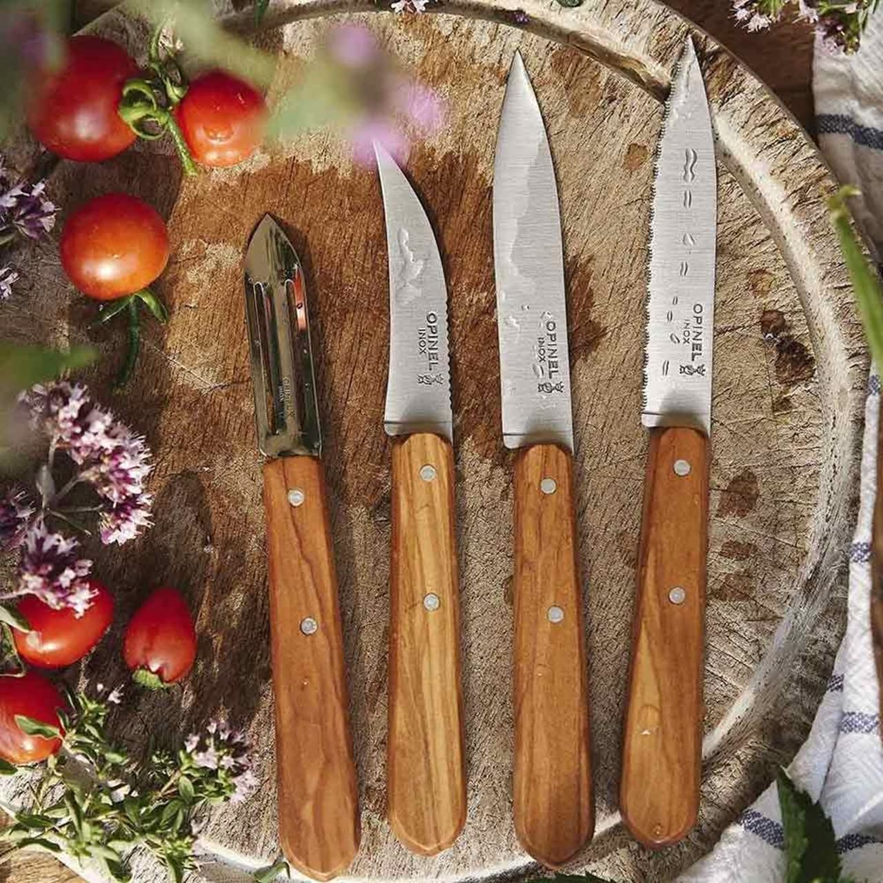 OPINEL Essentials Kitchen Knife Box Set - Olive Wood