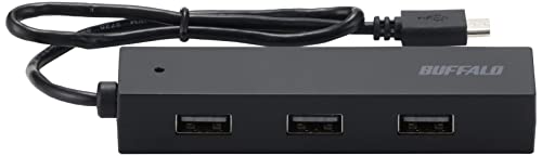 Buffalo BSH4UMB05BK USB 2.0 4-Port Hub for Tablets and Smartphones, Black