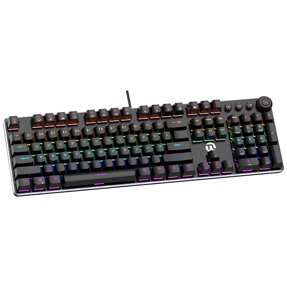 NINGMEI GK32 Mechanical Gaming Keyboard, USB Wired Programmable Keyboard Customizable Backlit RGB LED, 108 Keys Programmable Macro Functionality Anti-ghosting Mechanical Cushioned for PC MacBook pro