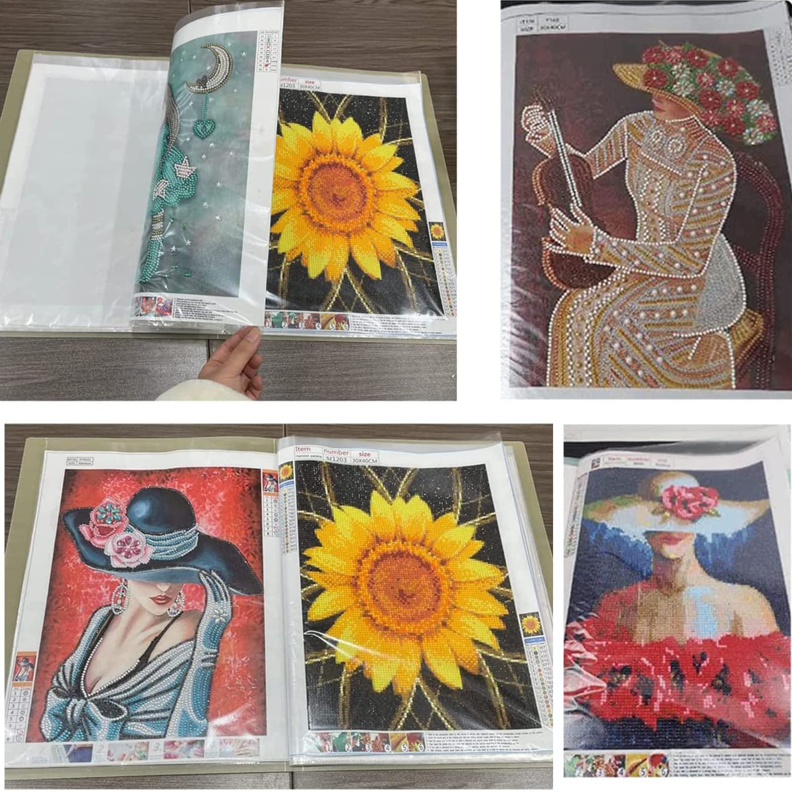 A2 Diamond Painting Storage Book, 60 Views Art Portfolio Presentations Folder with 30 Pages Protectors