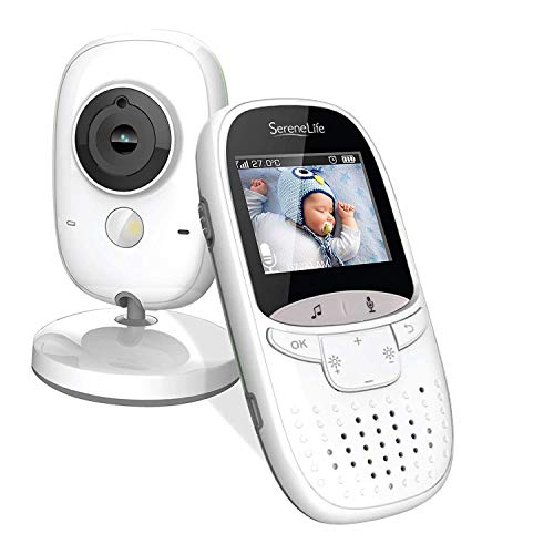 SereneLife Video Baby Monitor Long Range - Upgraded 850’ Wireless Range Camera, Night Vision, Temperature Monitoring and Portable 2” Color Screen - Serenelife SLBCAM11 (Grey)