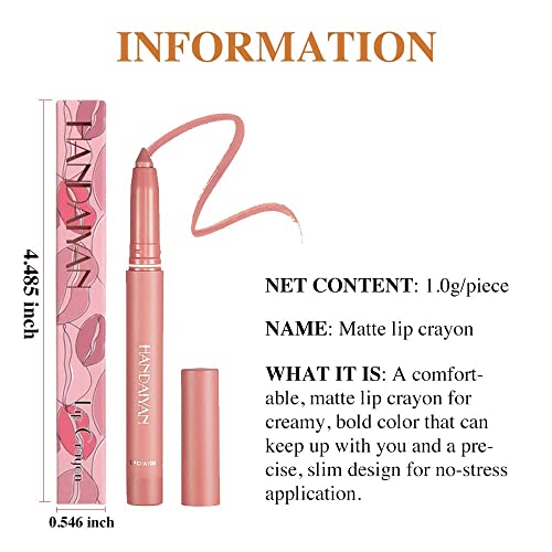 3 Colors Matt Nude Lipstick Lipliner Lip Crayons Pack Set with Built-in Sharpener,Velvet Moisture Smooth Matte Lipstick Pencils,Waterproof&Waterlasting Velvet Lip Crayon Lip Liner Lip Pen Lip Makeup