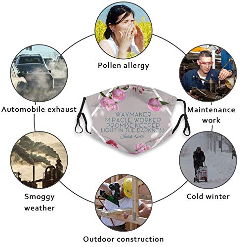 2PCS Jesus Waymaker Face Mask with 4 Filters,Christian Mask Reusable Washable Balaclavas for Women Man Youth