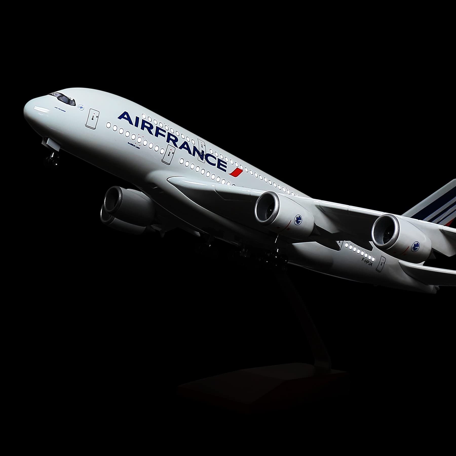 24-Hours 18" 1:160 Scale Hobby Airplane Model Air France Plane A380 Model Plane Diecast Airplane for Adults with LED Light(Touch or Sound Control) for Business Gift