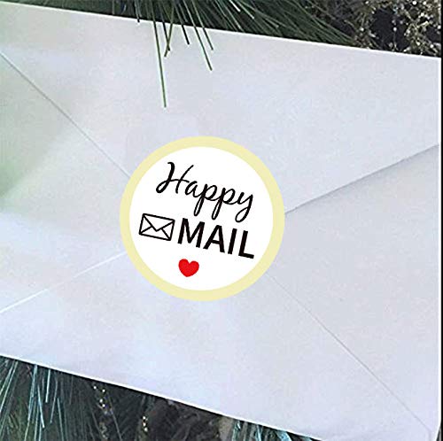 Round Happy Mail Stickers, 2 Inch Red Heart/Happy Mail Labels-Packaging Envelope Sealing Stickers for Small Business, Online retailers,Small Shops and More.(504 pcs) (2 inch)