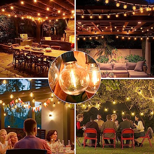 25Ft LED Outdoor String Lights Christmas, G40 Globe Patio String Lights Waterproof with 27 Shatterproof LED Bulbs, Hanging Christmas Decorations Lights for Backyard Porch Garden Bistro Party- White