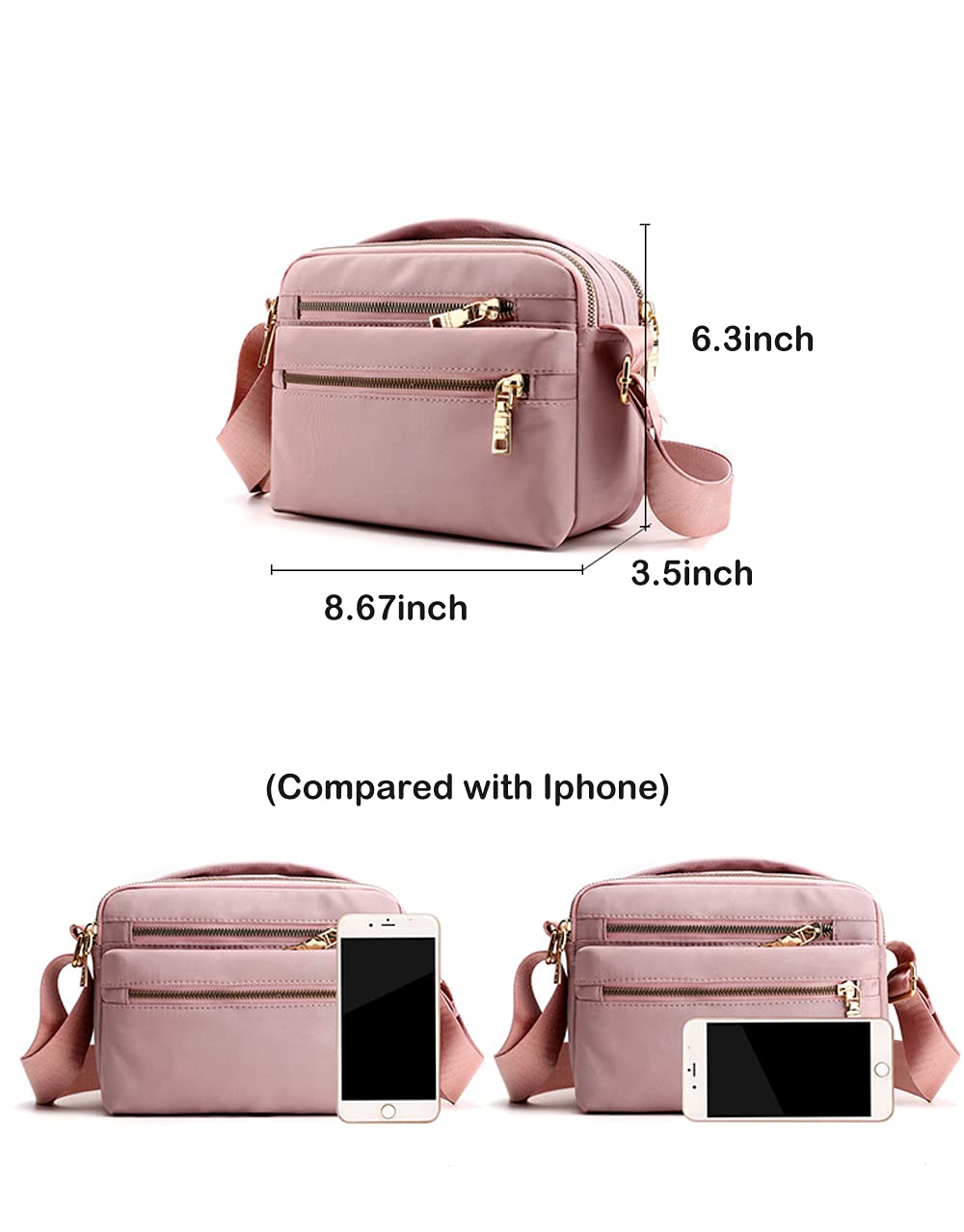 JIANLINST Small Crossbody Purses for Women Multi Pocket Casual Crossbody Bag Cellphone Wallet Purse Shoulder Bag Dark blue