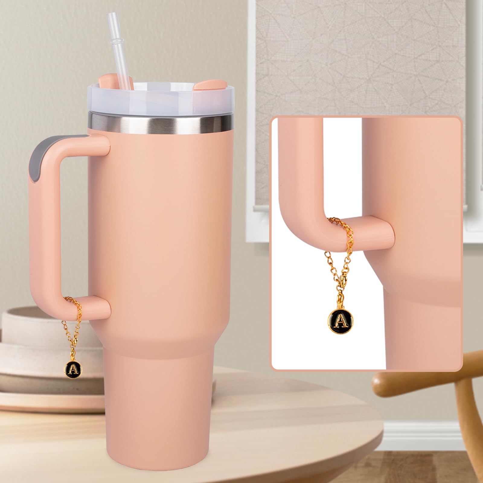 2Pcs Letter T Charms Accessories for Stanley Simple Modern Cup Name id Plate Initial Letter Handle Personalized Charm For Stanley Tumbler Water Cup Handle Identification Letter Charm White Black