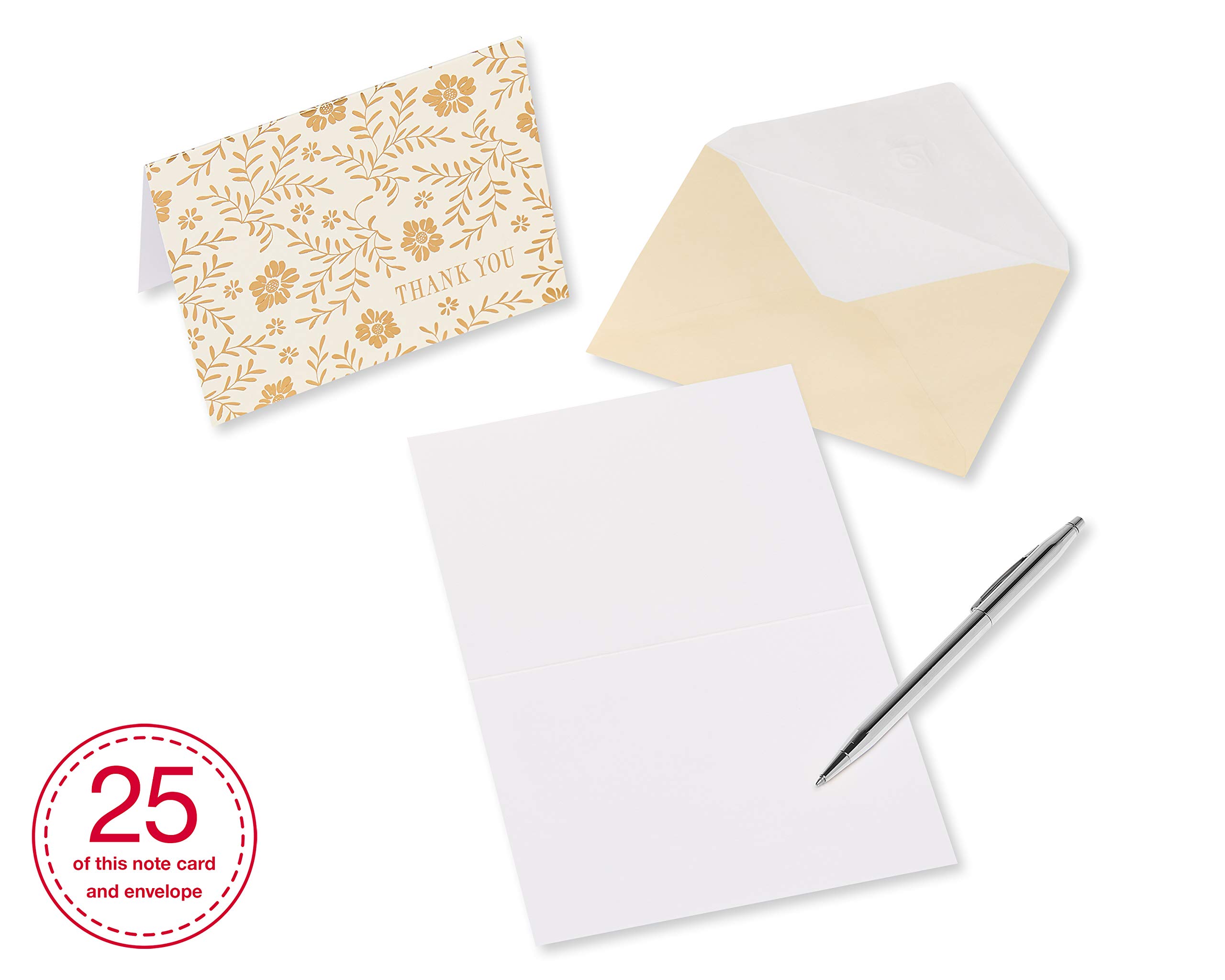 American Greetings Wedding Thank You Cards with Envelopes, Gold and Cream (50-Count)