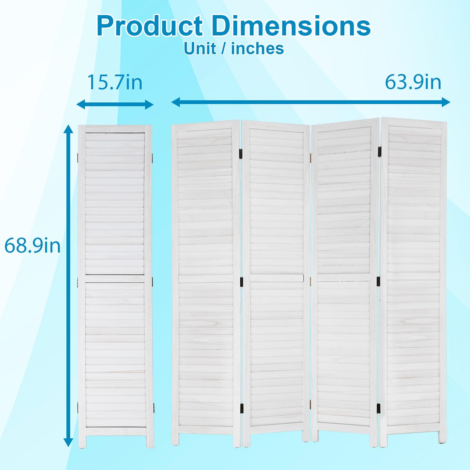 4 Panel Wood Room Divider Privacy Screen Wall Divider Folding Privacy Screens Room Divider Wall Portable Partition Room Divider Separator,White