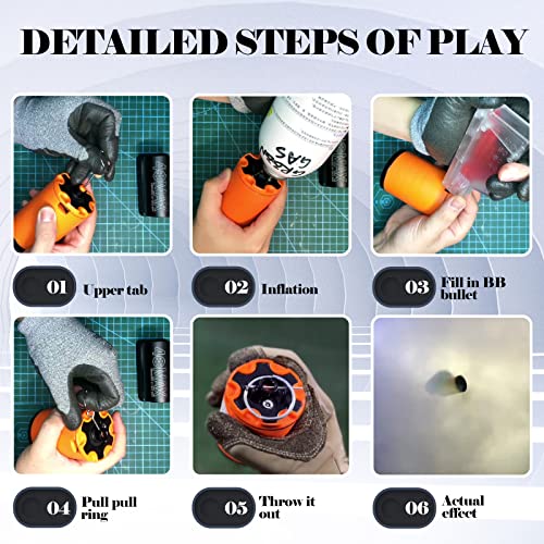 ARMARD Airsoft Grenade,Gel Blaster Grenade Launcher,Paintball Grenade,Metal Pull Ring, 6mm BBS Tactical Whirligig Impact Grenade, 7mm Gel Shower for Strike Game