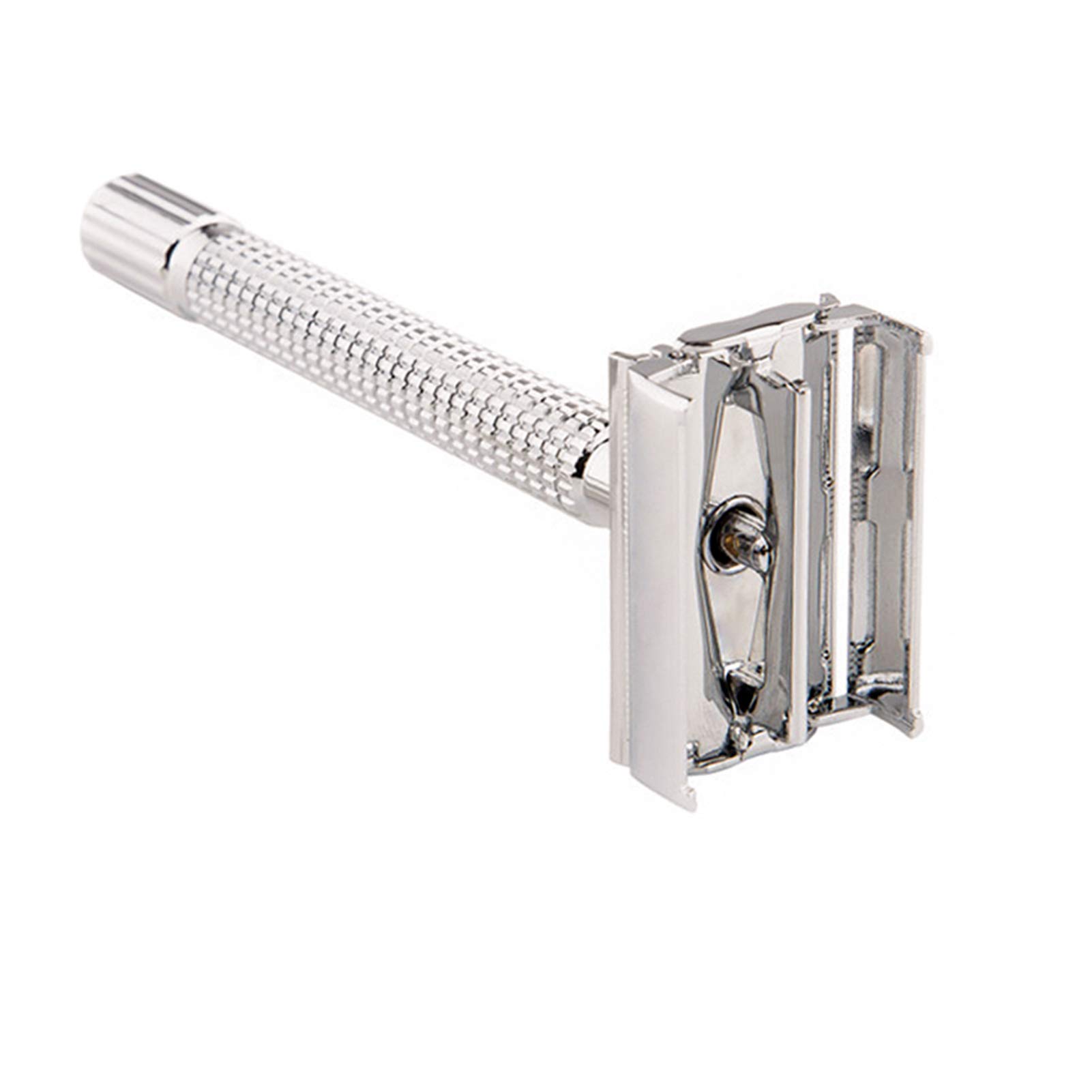Butterfly Safety Razor Kit, WEISHI Chrome Long Handle Butterfly Open Double Edge Safety Razor With RIVERLAKE H3 Razor Holder Set (1 Razor, 1 Stand & 10pcs blades)