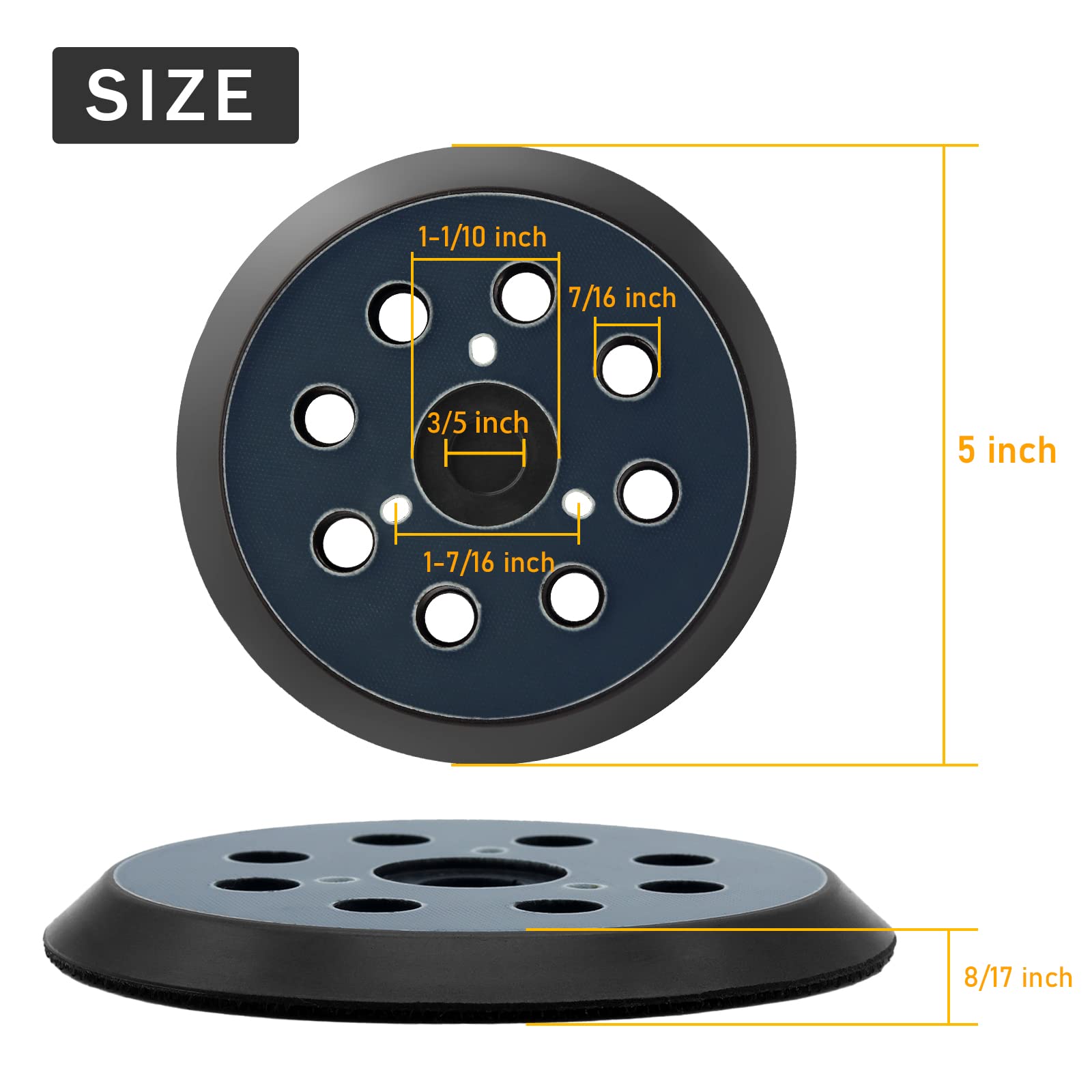 5 Inch 8 Hole Replacement Sander Pad, 4 Pack Hook and Loop Sander Replacement Sanding Pad Compatible with Makita BO5010, BO5030K, BO5031K, BO5041K Sanders