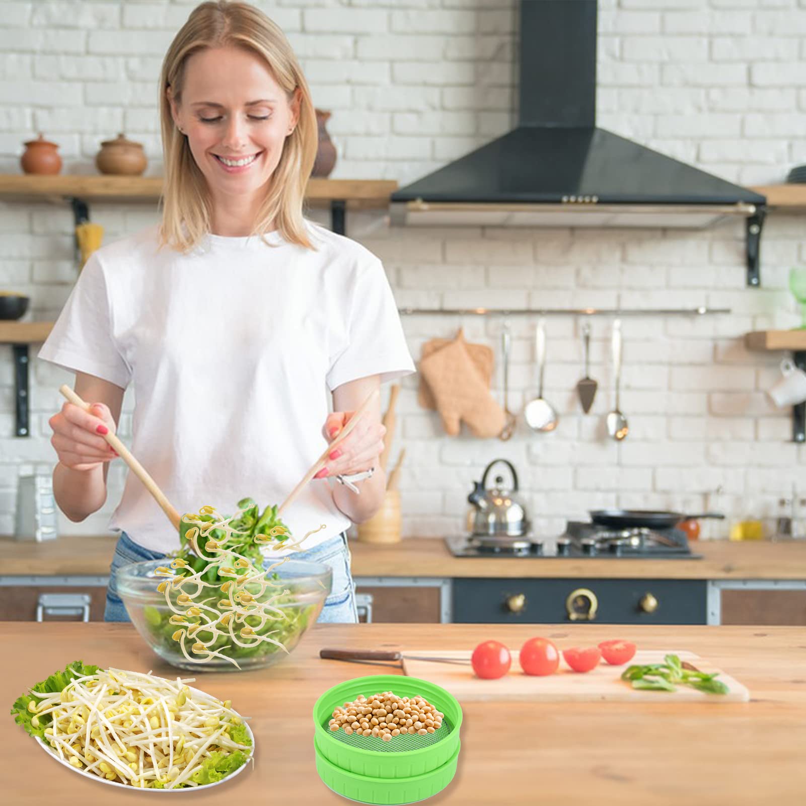 3 Set Sprouting Lids- Mason Jar Strainer Lid Sprout Maker Lids with Stainless Steel Screen Germination Kit Seed Sprout Jar Lids with Drip Tray for Regular Wide Mouth Mason Jars(Bottle Not Include)