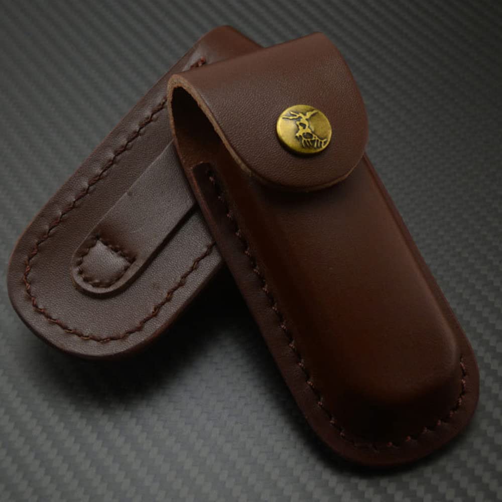 5 inches Real Leather Knife Sheath Folding Pocket Knife Pouch Holster for 5" Folding Tool 4 3/4" Multl-Tool Accessory