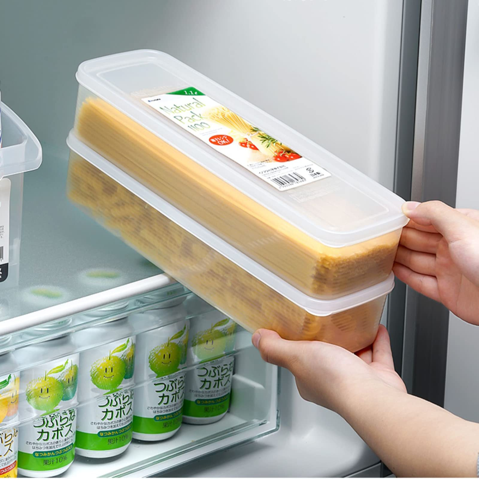 2 Pack-Pasta Storage Containers, Airtight Spaghetti Food Container with Soft Lids, BPA Free, Kitchen Box Organization Jar for Spaghetti, Cereal, Flour, Sugar, Noodles (2)