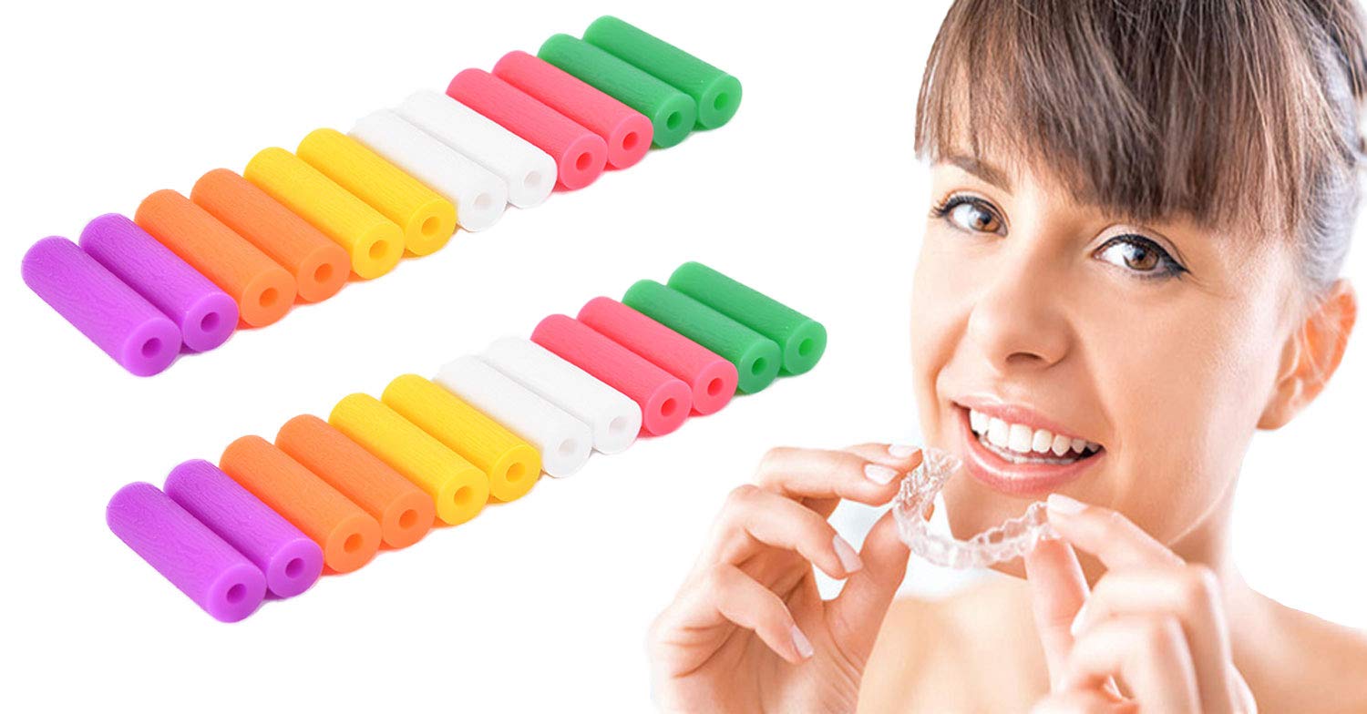 KISEER 24 Pcs Colorful Orthodontic Aligner Chewies for Aligner Chompers Aligner Trays Seaters, 6 Color