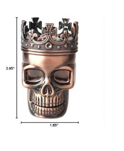 Skull herb grinder - Manual spice grinder for fast and easy grinding of herbs and spices - Makes a great novelty gift item for Halloween decor enthusiast (Red)