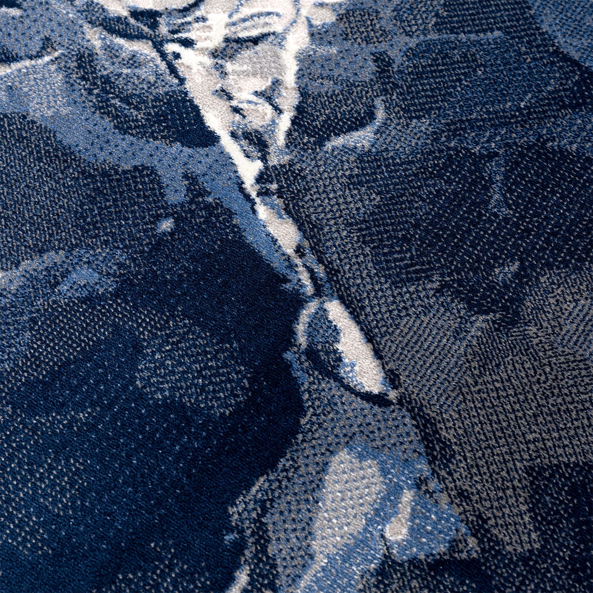 Abani Rugs Contemporary Blue & Grey Marble Ice Design 6’ x 9’ Area Rug - Modern Swirl Watercolor Non-Shedding Bedroom Rug