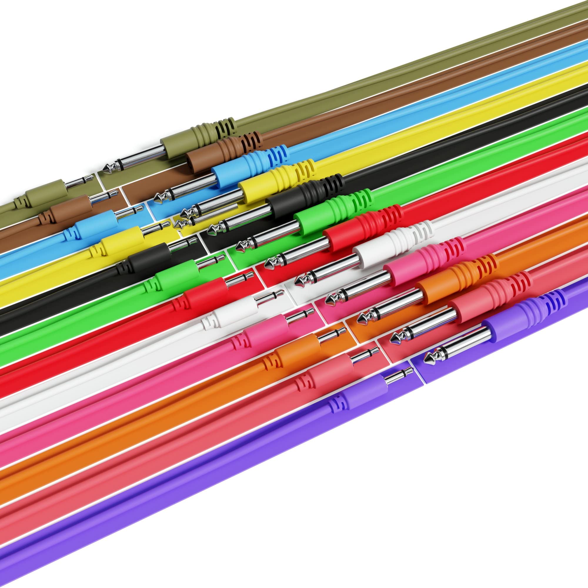 ExcelValley - Mono Patch Cables - TS 3.5mm 1/8" to 6.35mm 1/4" [6A-Pack | 150 cm - 59.06"]