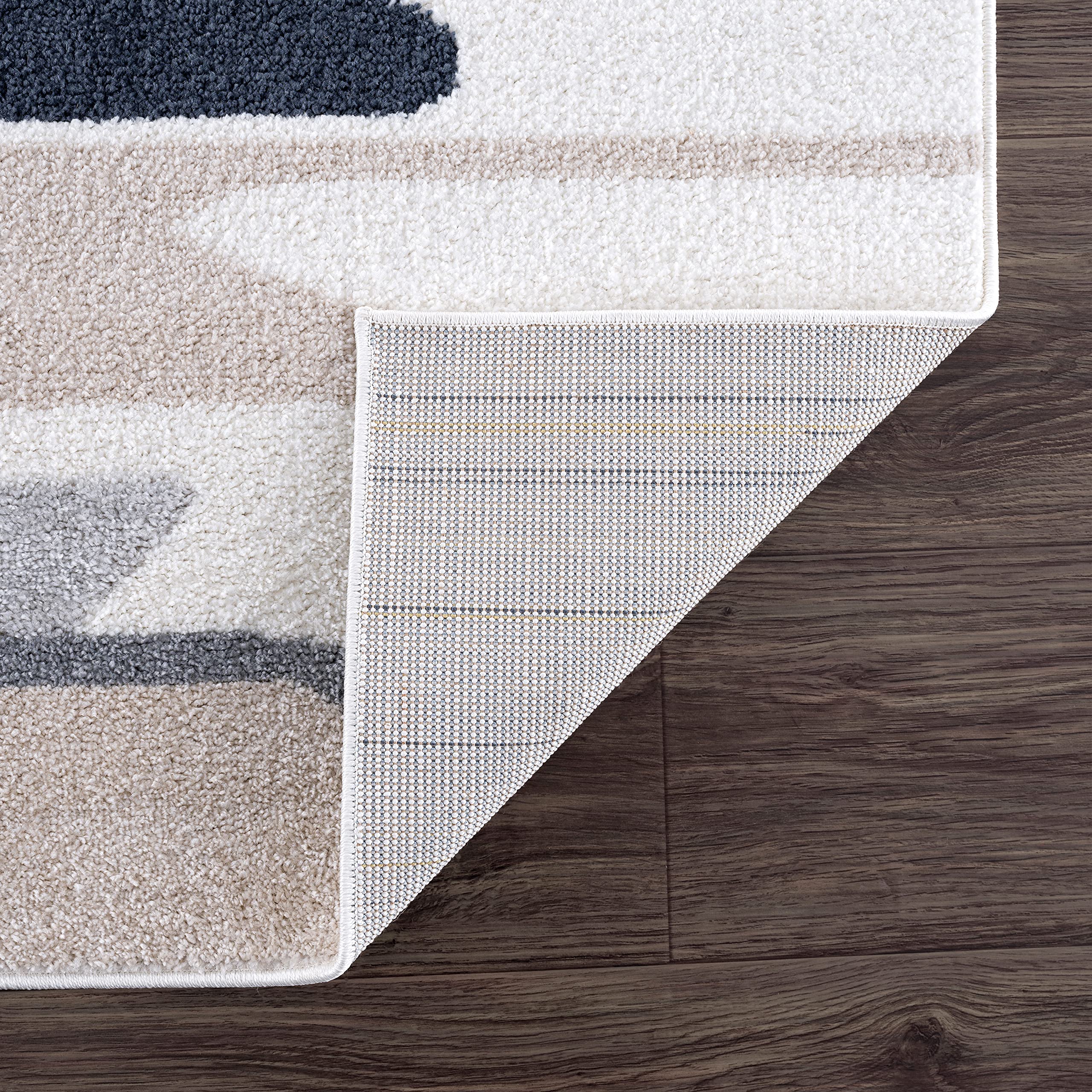 Abani Rugs Cream and Gray 8 ft. x 10 ft.(7'9"x10'2") Contemporary Neutral Paint line Area Rug. Superior Turkish Stain Resistant Area Rug