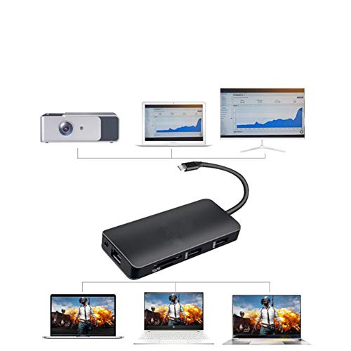 XUNMAIFHB Portable Docking Station,9-in-1 Type-c Docking Station to 4K HDMI+VGA+2USB3.0+Audio+PD+SD/TF+RJ45 Multi-Function hub Fast Transmission