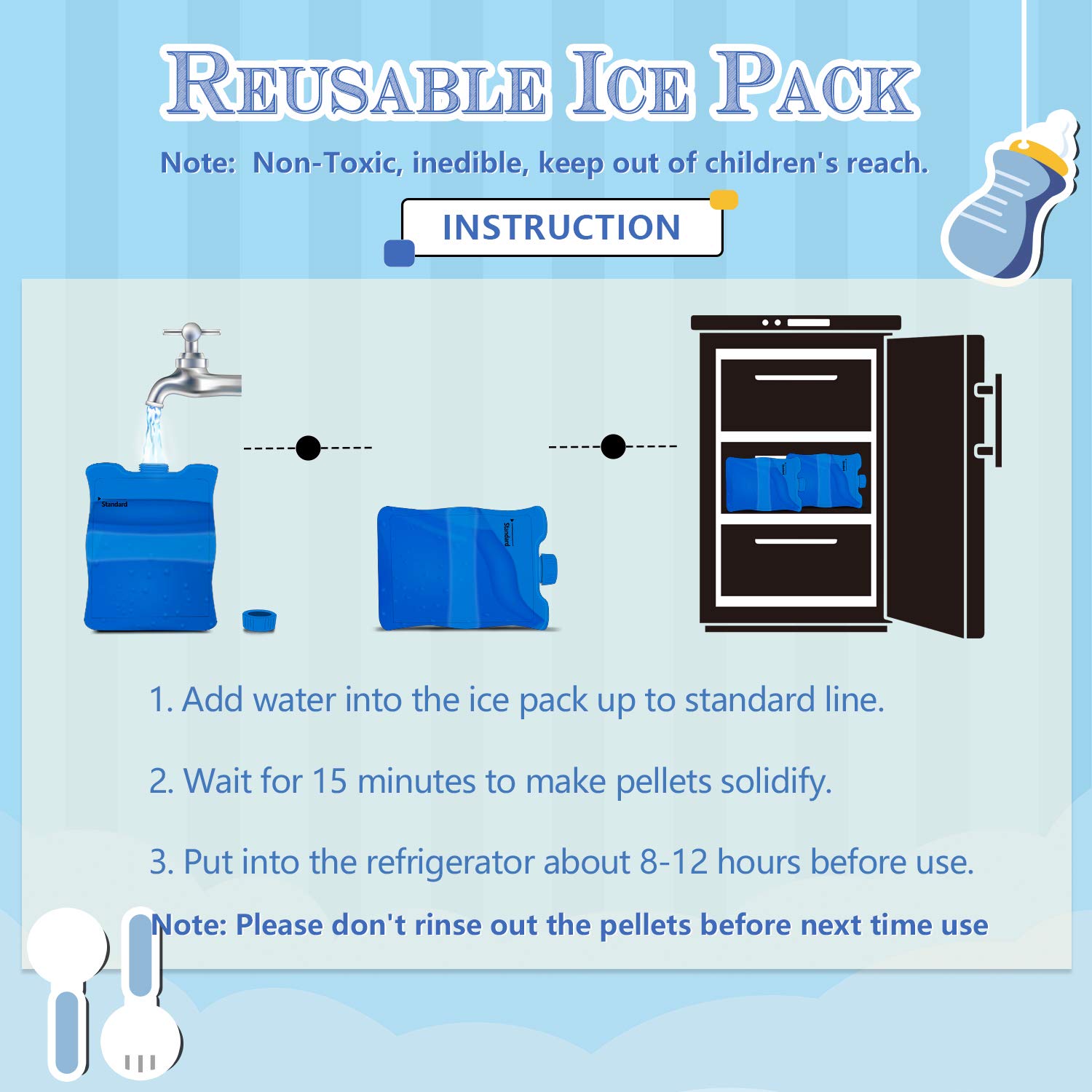 Teamoy Breastmilk Cooler Bag with Ice Pack, Baby Bottles Bag for up to 4 Large 5 Ounce Bottles Without Nipple, Perfect for Working Mom Mother, Black