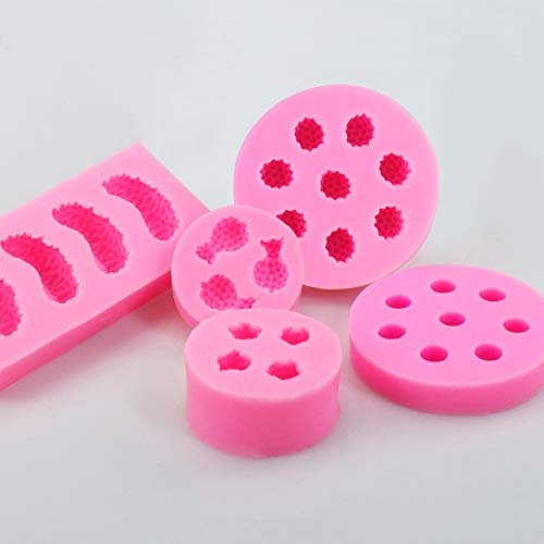 5Pcs Fruit Shaped Jelly Molds, 3D Mini Pineapple Strawberry Orange Blueberry Mulberry Candle Silicone Fruit Mold for Cupcake Decorating, Soap, Chocolate