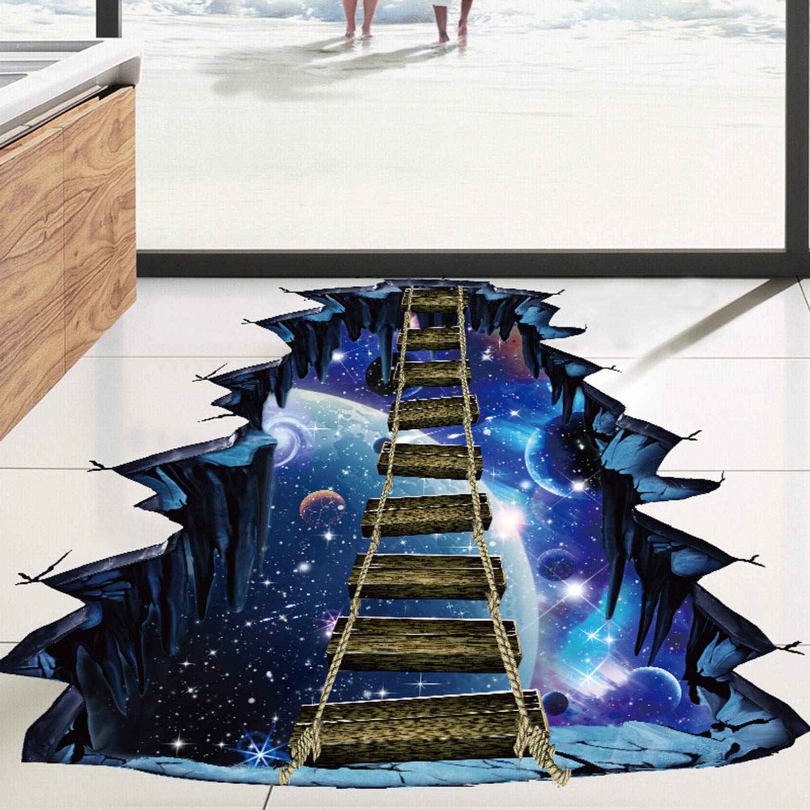 SENGTER Space Stickers 3D Wall Decor Galaxy Wallpaper Wall Stickers Planet Wall Stickers Waterproof Wall Decals Floor Stickers Ceiling Decor Wall Decorations for Living Room Kids Room Decor