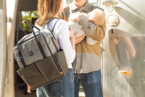 Petunia Pickle Bottom InterMix Backpack | Diaper Bag Backpack| Baby Bottle Bag for Parents | Stylish Baby Bag Organizer| Sophisticated and Spacious Backpack for On the Go Moms | Graphite/Black