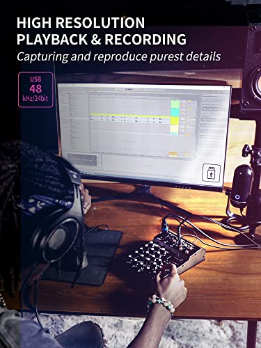 4 Channel Audio Mixer, ALABS DJ Mixer Sound Board for PC, Karoake Mixer Amplifier Mixer Audio, Podcast Mixer, XLR Interface Mixing Console with OP-AMP/Mic Preamps/Phantom/2-band EQ, TABLE4